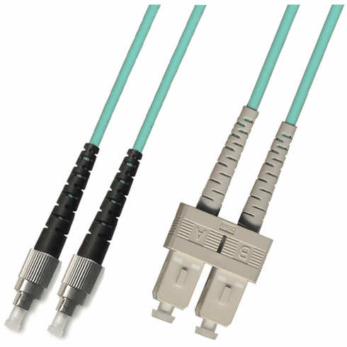 12M FC-SC Duplex Multimode Fiber Optic Cable 50/125 10 Gigabit Plenum ...